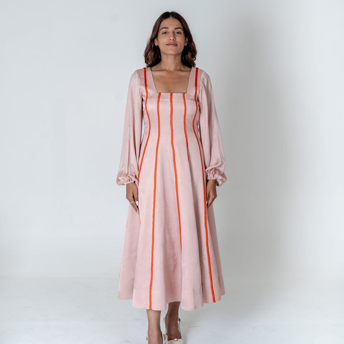 Pink Maxi Dress- Orange Braids – shopnavaa