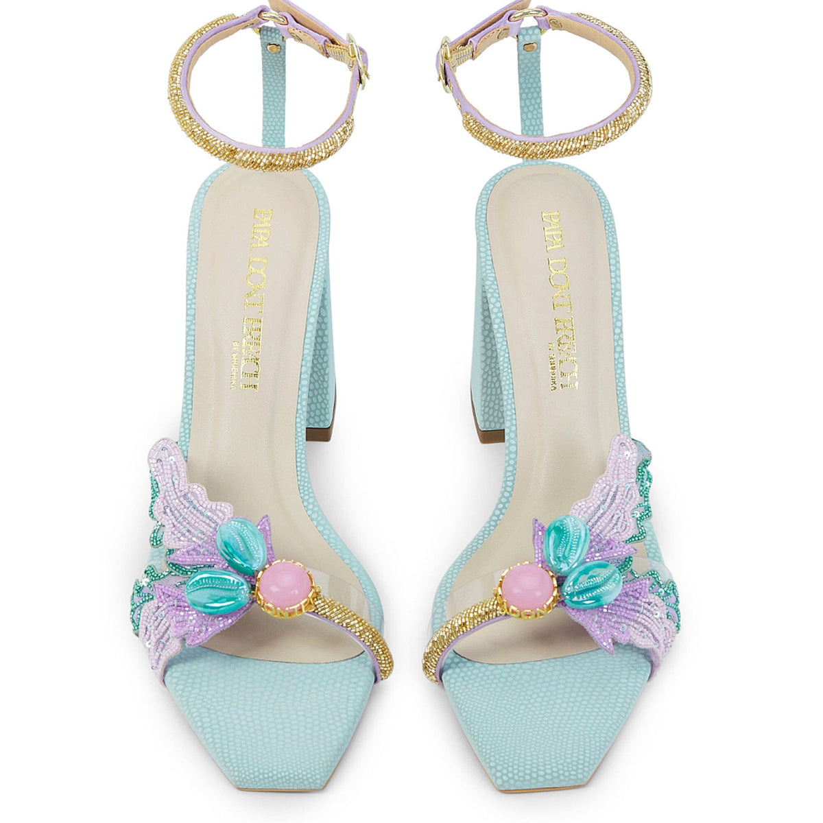 Zazu - Gold Embellished Open Mini Block Heel – shopnavaa